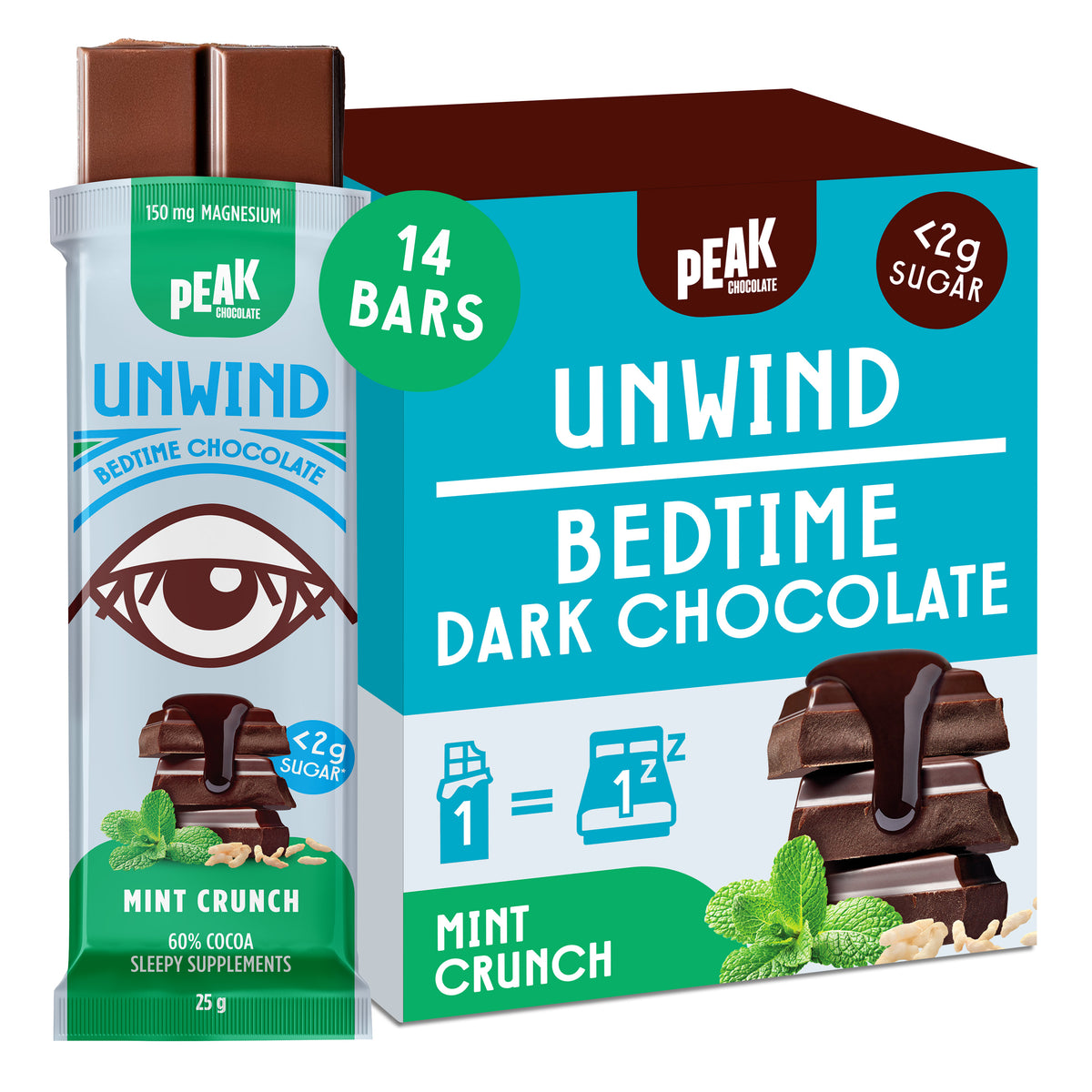 Unwind Mint Crunch Chocolate – PEAK CHOCOLATE